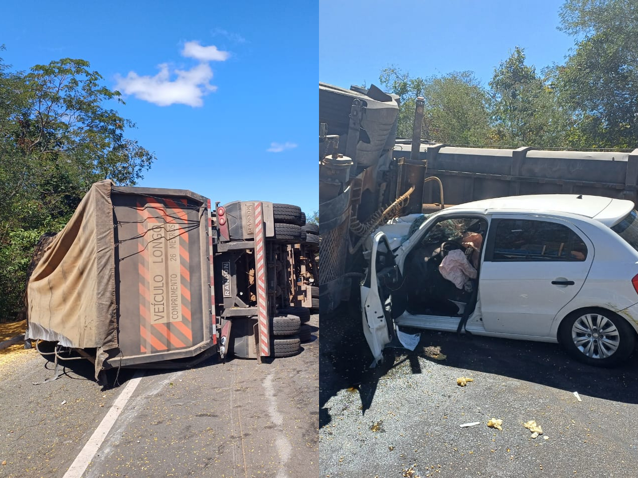 Acidente entre caminhão e carro deixa uma pessoa ferida na BR-316